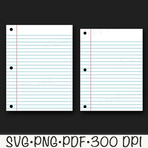 Lined Notebook Paper SVG, Loos Leaf Paper PNG, Lined Paper PDF, School ...