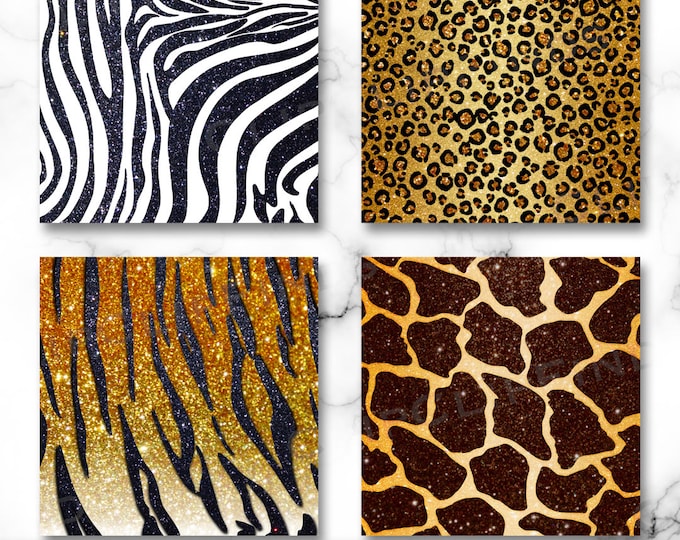 16 Seamless Glitter Animal Skin Prints Digital Papers 12" 300 Dpi ...