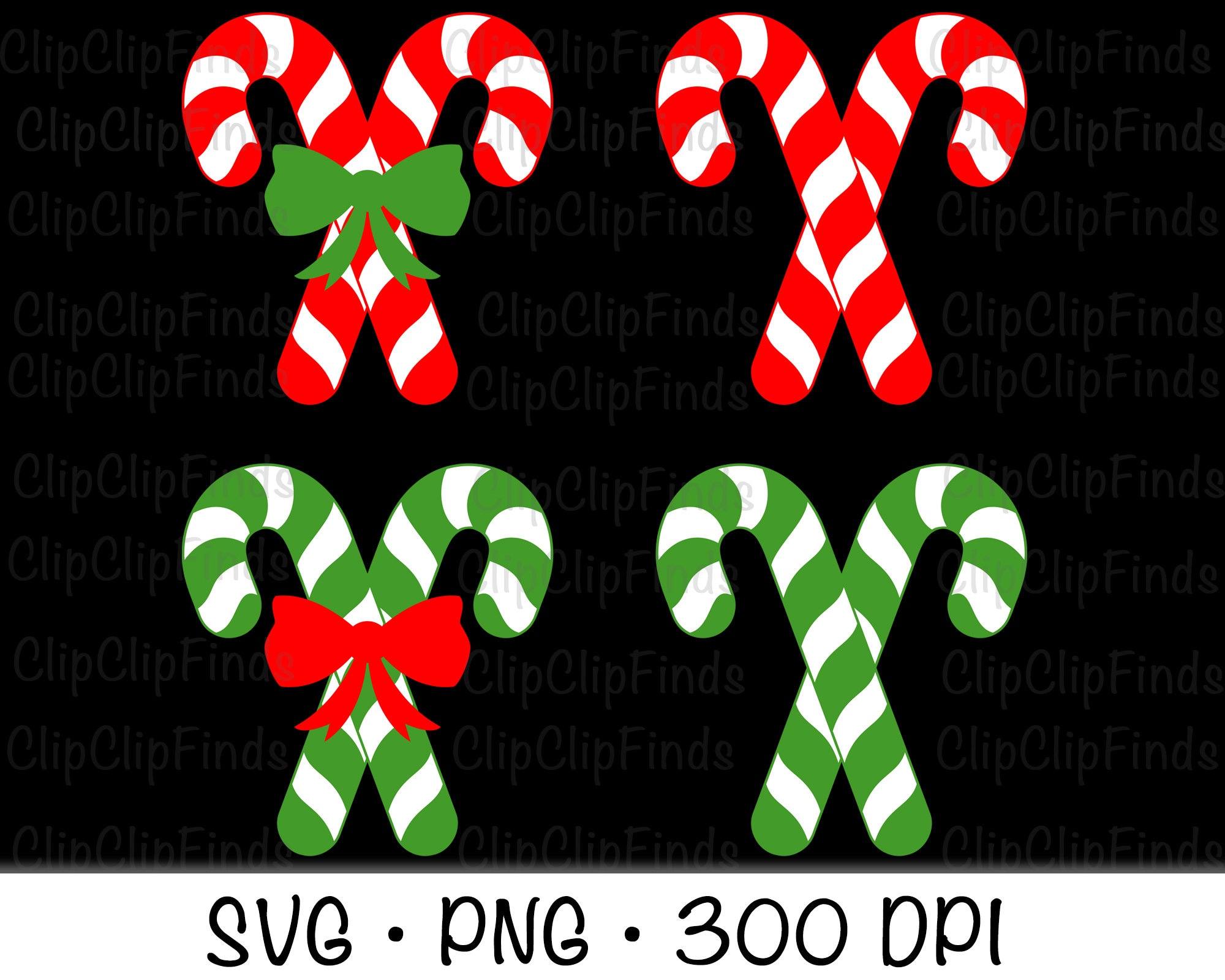 Crossed Candy Cane With Bow Green Candy Cane Christmas - Etsy