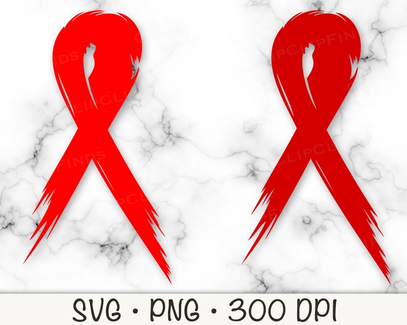 Distressed Red Ribbon SVG: Awareness Clipart (digital Download) - Etsy