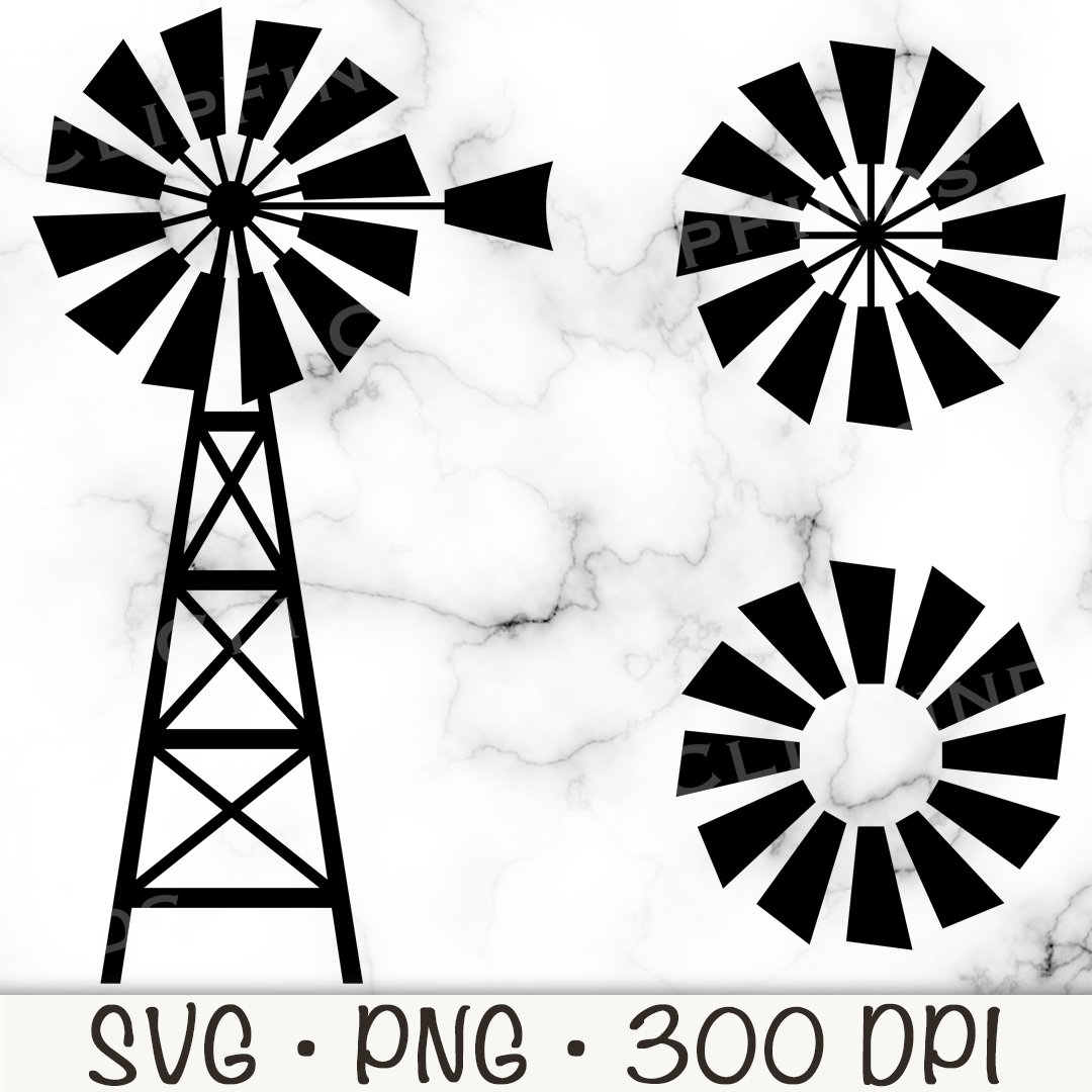 Windmill SVG, Windmill PNG, Farmhouse Windmill, Windmill Silhouette ...