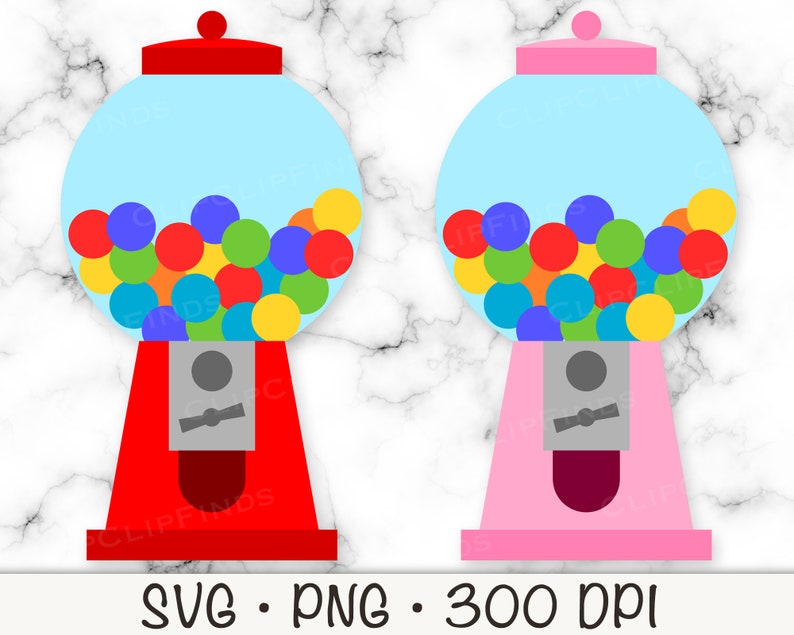 Gum Ball Machine Clipart: Pink & Red SVG, PNG (digital Download) - Etsy