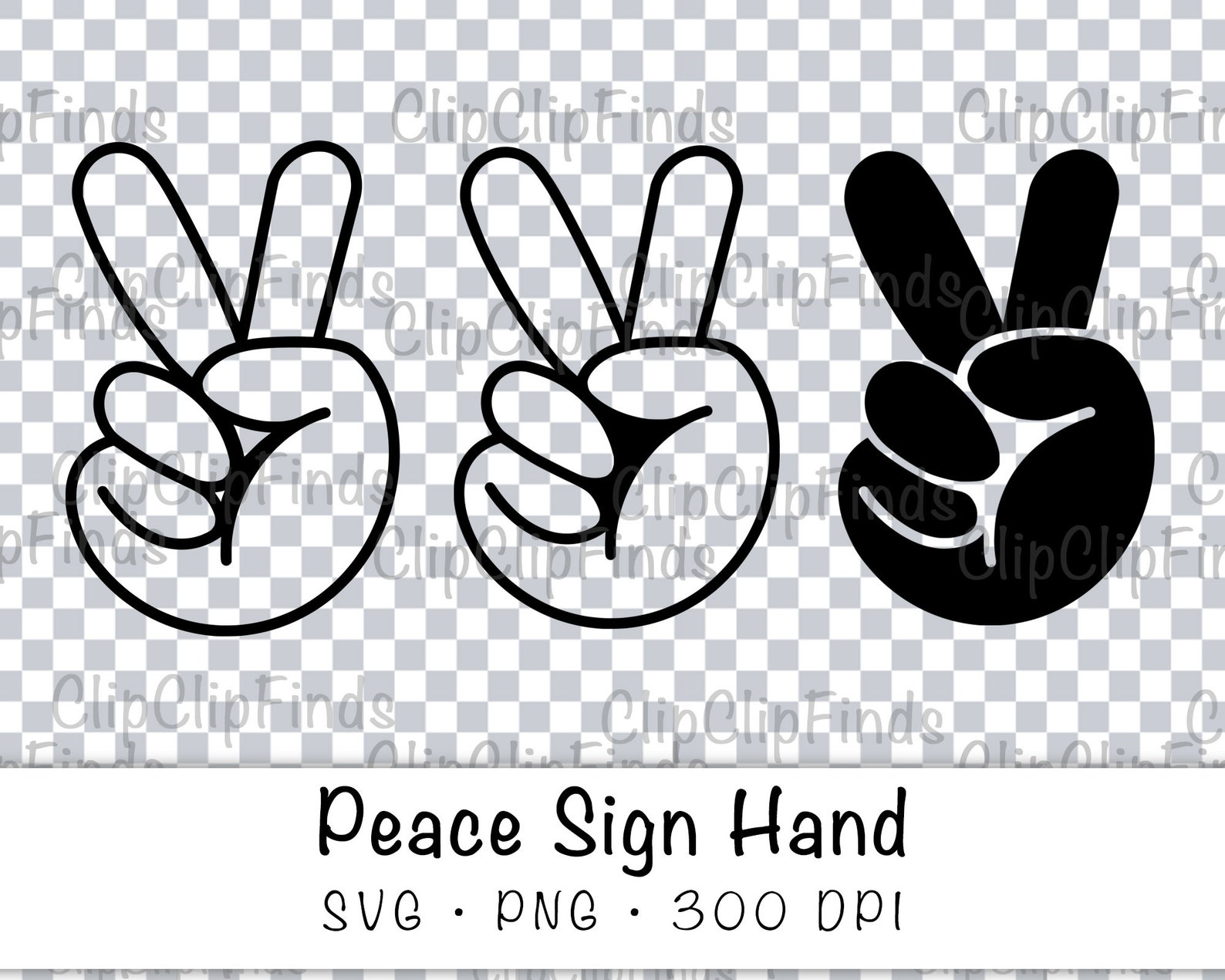 Peace Sign Hand SVG Vector Cut File and PNG Transparent | Etsy