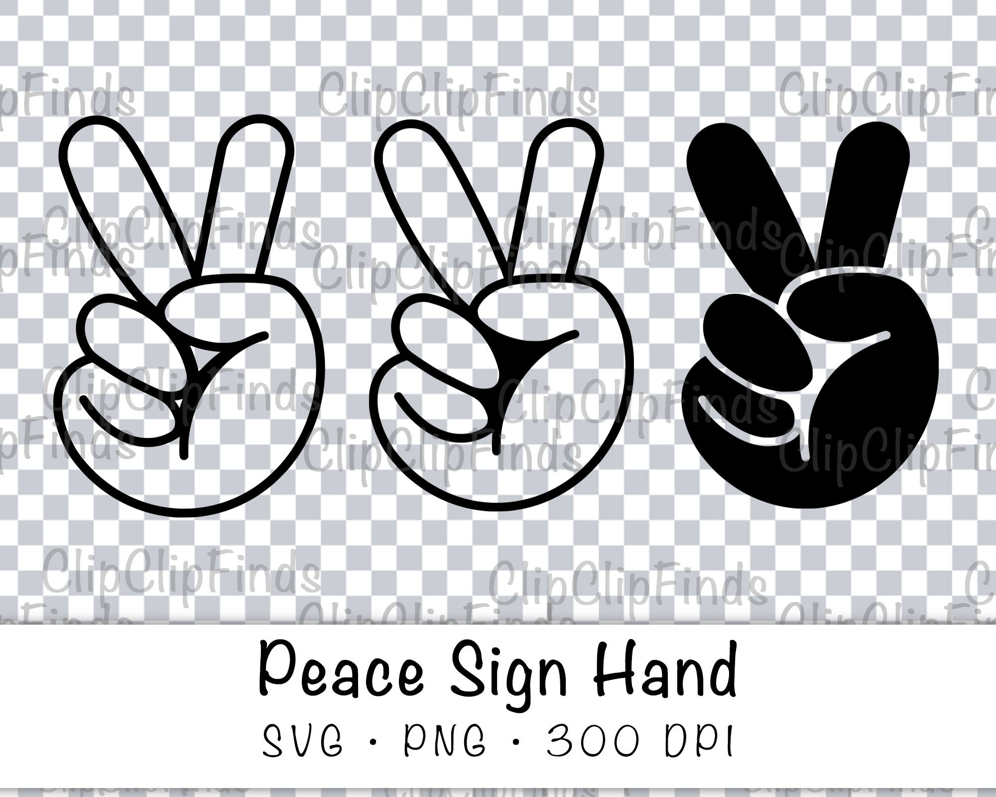 Peace Sign Hand SVG Vector Cut File and PNG Transparent | Etsy