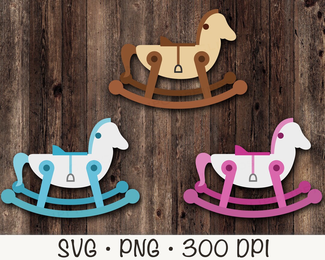 Rocking Horse SVG, Wooden Rocking Toy Horse Clip Art, PNG, Pink, Blue ...