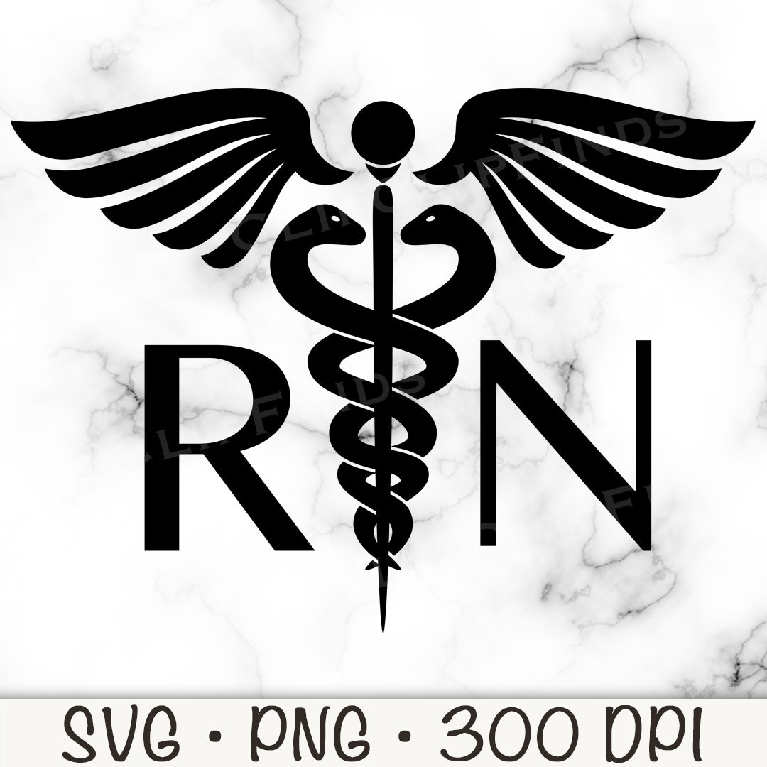 RN SVG, Medical Registered Nurse Silhouette PNG, Caduceus Sign, Digital ...
