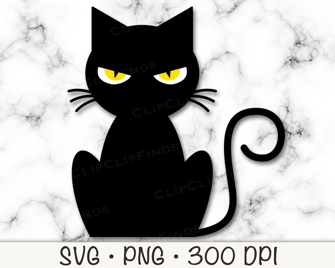 Grumpy Black Cat SVG, Angry Kitty, Mad Cat, PNG, Instant Digital ...