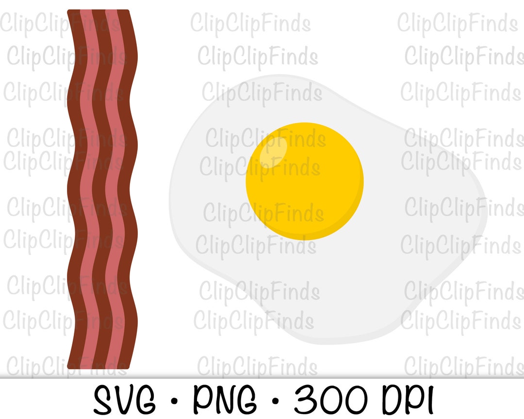 Bacon and Egg Clip Art Breakfast Sunny Side Up Brunch - Etsy