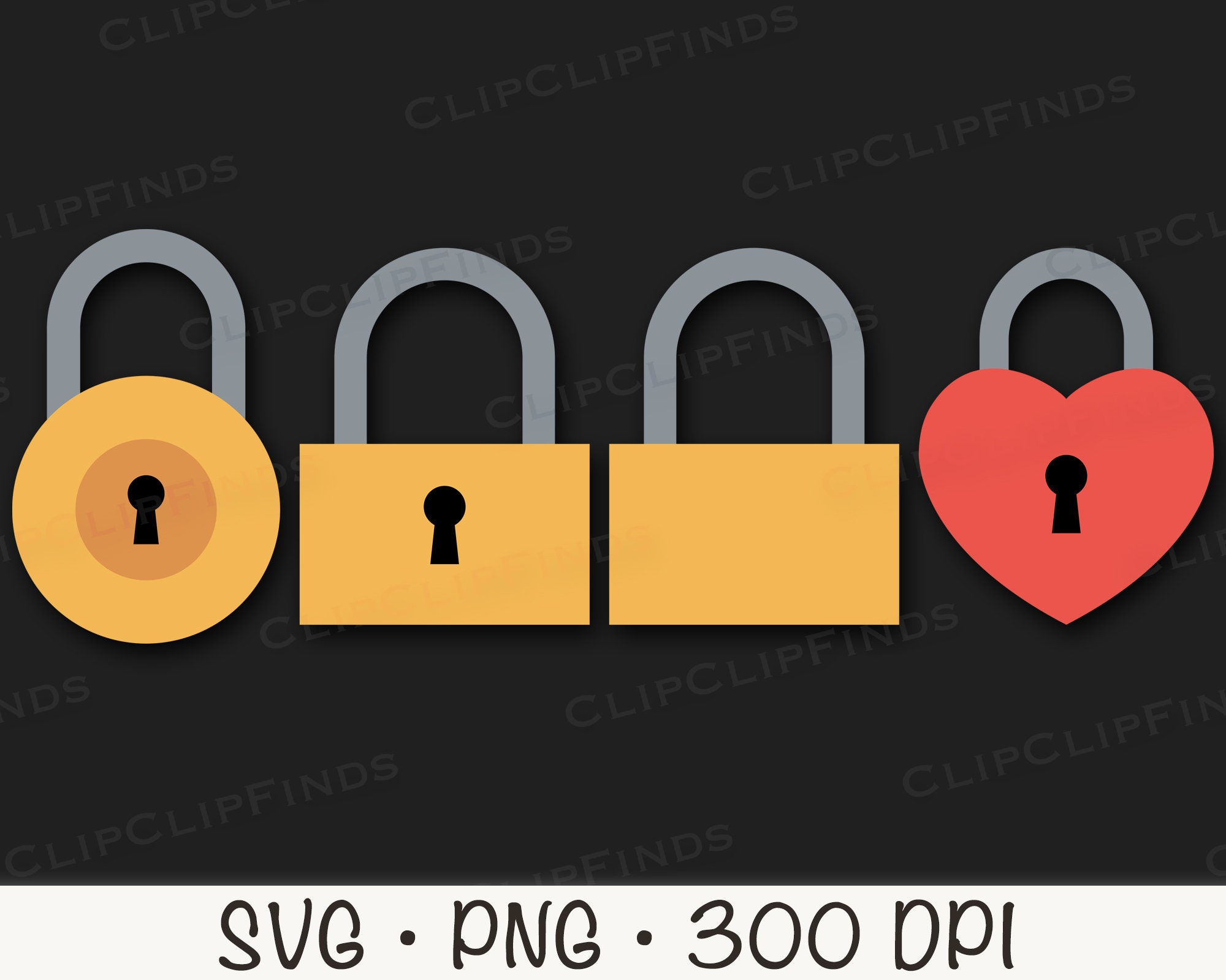 Lock SVG Clipart: Round, Heart, Square Locks (digital Download) - Etsy