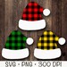 Buffalo Plaid Santa Hat Bundle Green, Red, Yellow SVG Vector Cut File ...
