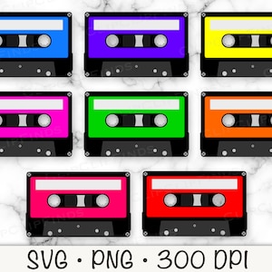 80's Retro Cassette Tapes, Neon, Colorfull, SVG, PNG, Clip Art, Instant ...