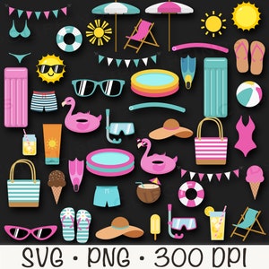 Pool Party Clipart, Pool PNG, Pool SVG, Summer, Flamingo, Floaties ...