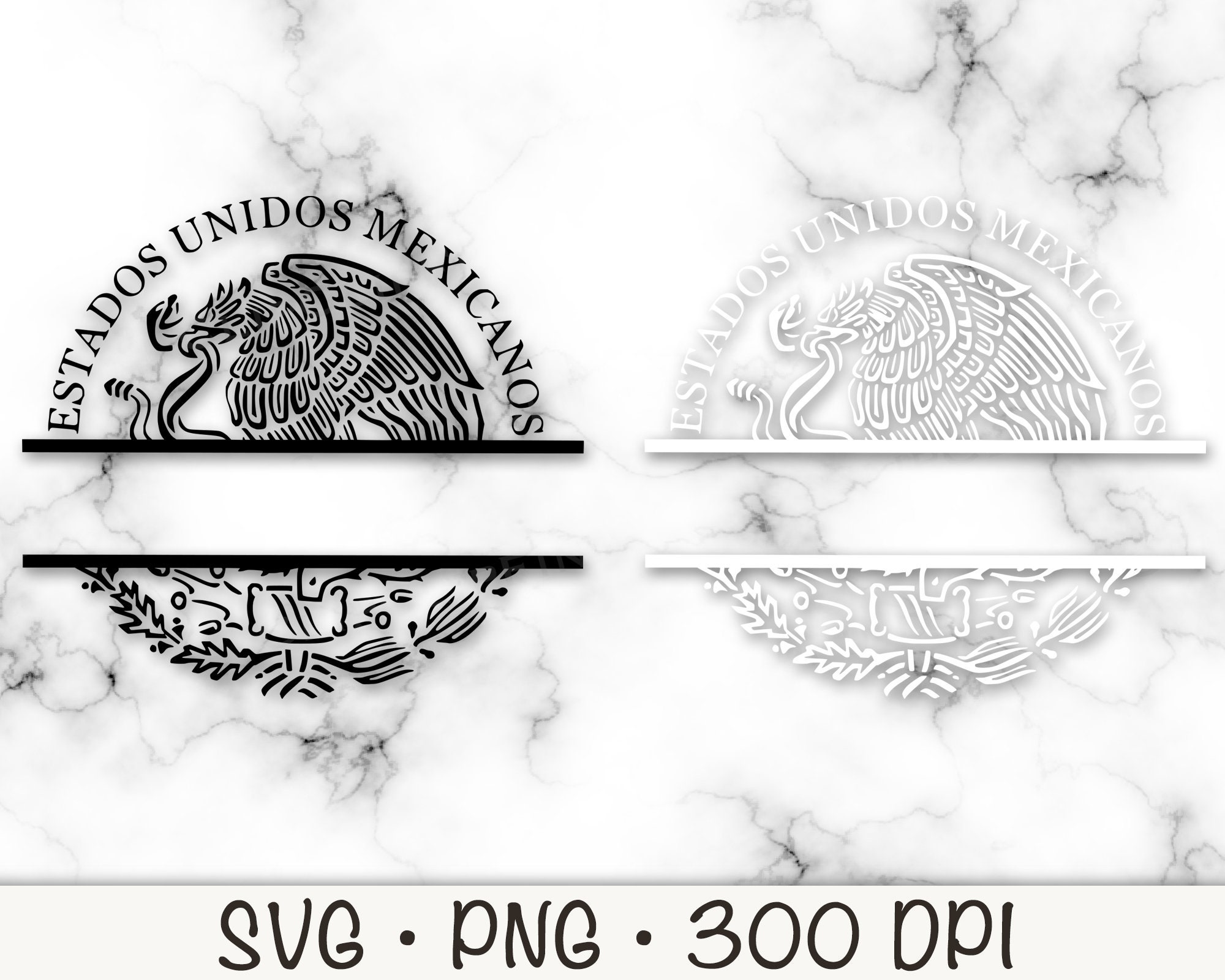 Mexican Eagle Split Monogram: SVG, PNG, Vector File (digital Download ...