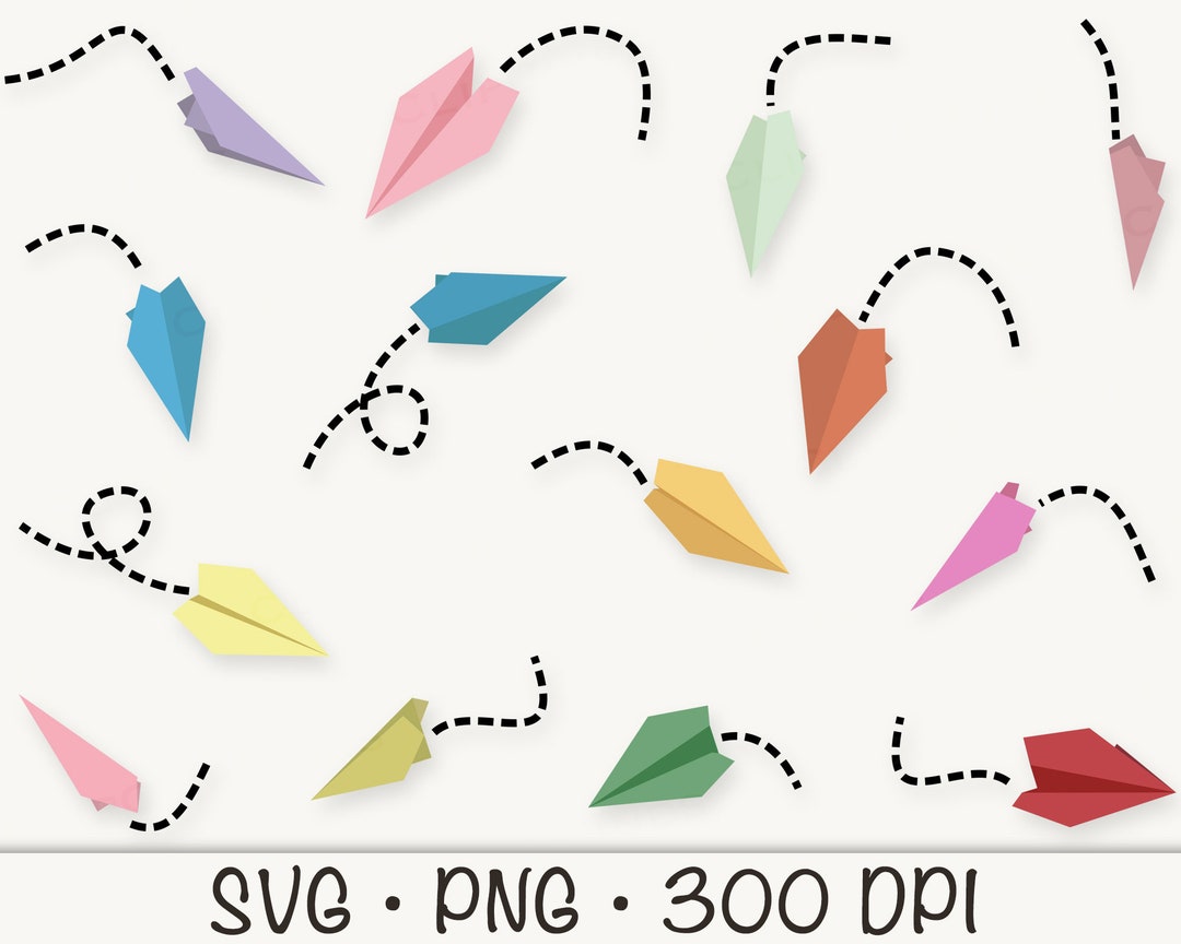 Flying Paper Plane Clipart: School Airplane SVG, PNG (digital Download ...