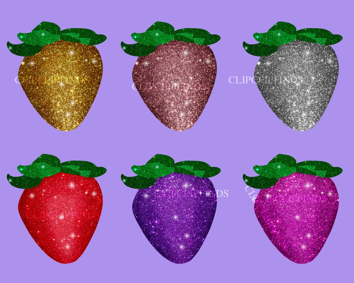 Glitter Strawberries PNG Strawberries Clipart Transparent - Etsy