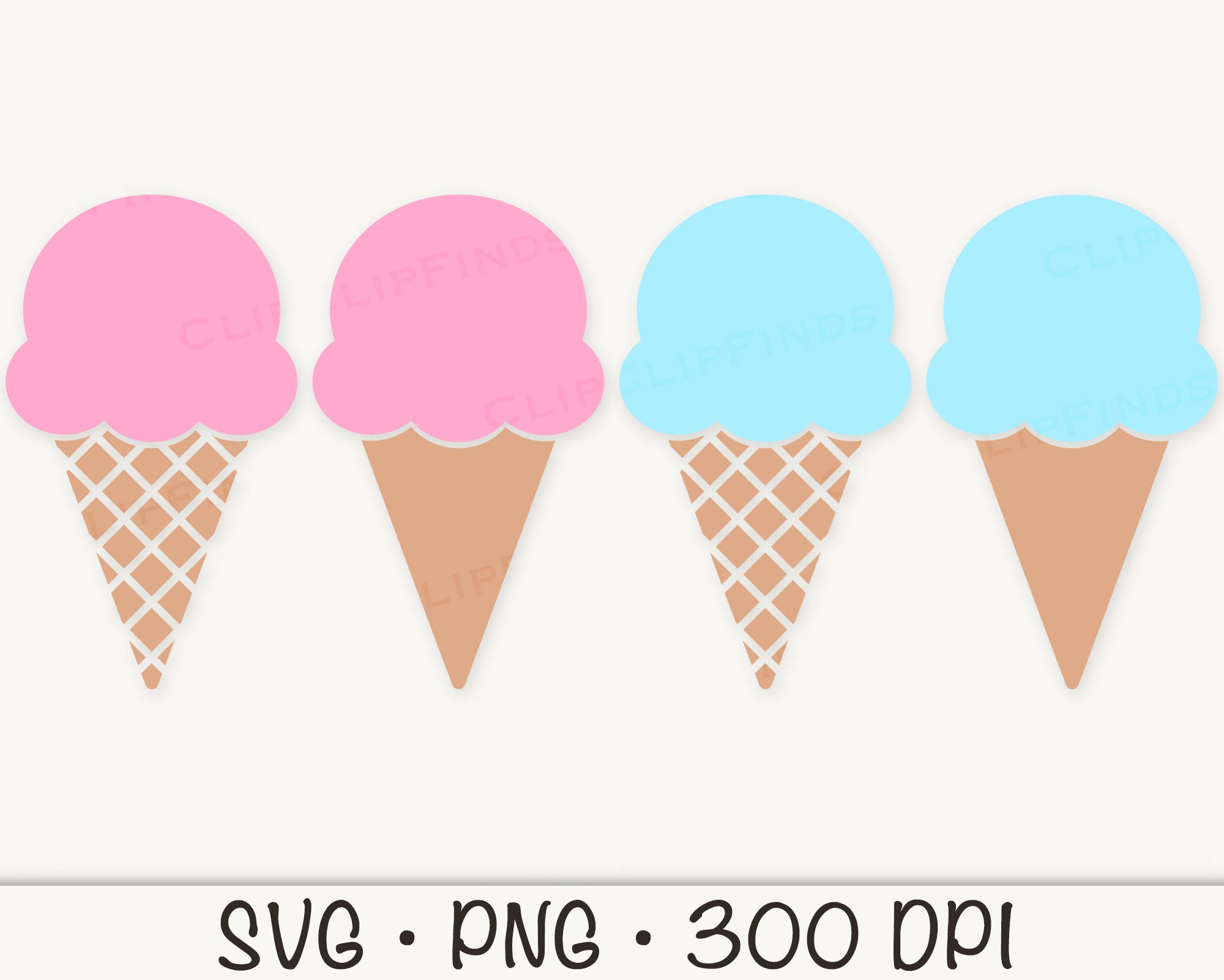 Ice Cream Cone SVG Pink and Blue Ice Cream Cones Bundle Ice - Etsy ...