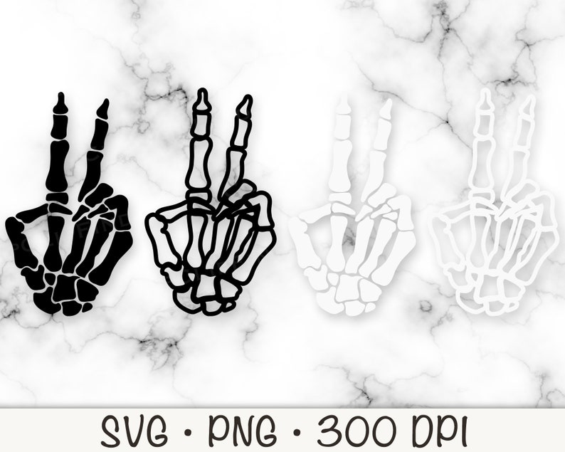 Skeleton Peace Sign SVG: Vector Cut File, PNG (instant Download) - Etsy