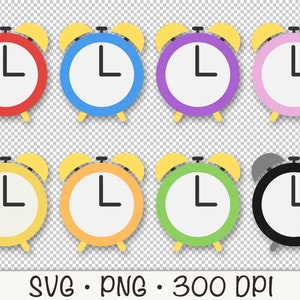 Alarm Clock Clip Art, Clock SVG, Clock PNG, Cute Colorful Clock ...