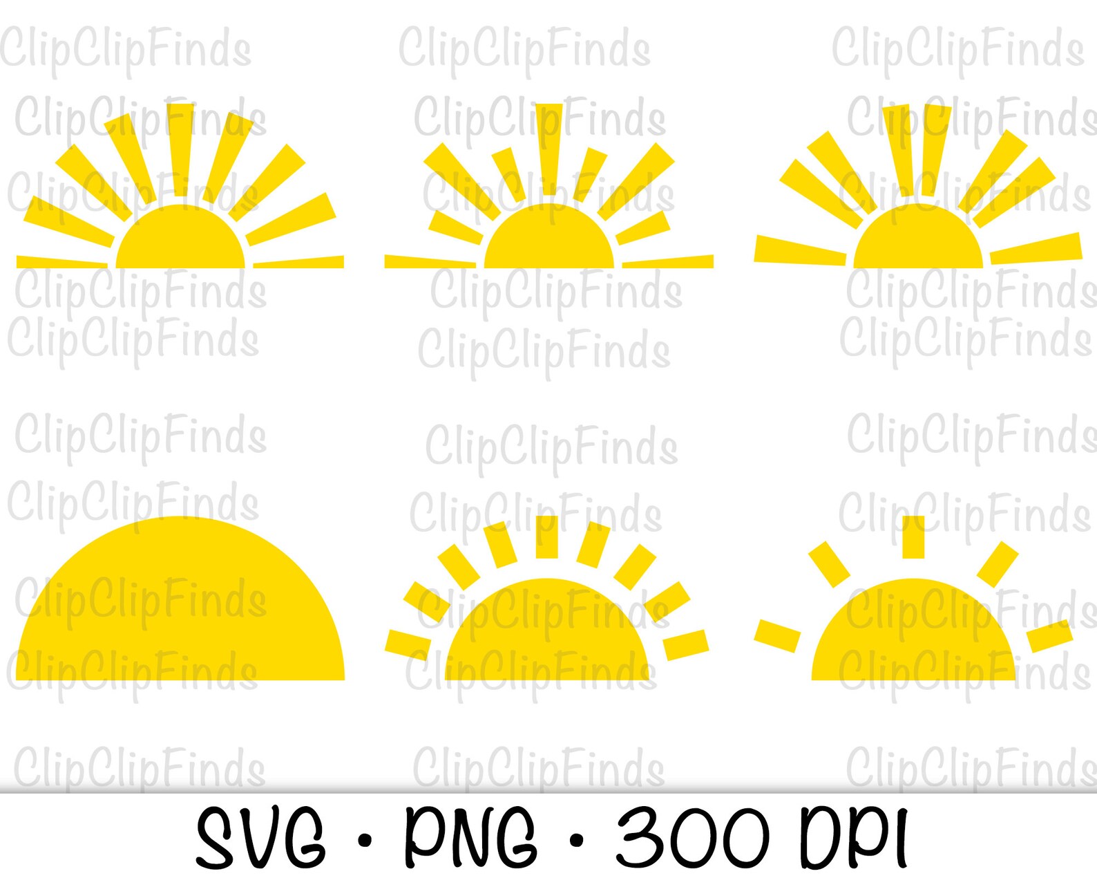 Sunshine Sun Sunset Sunrise Half Sun SVG PNG Clip Art - Etsy