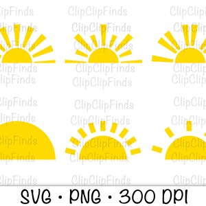 Sunshine Sun Sunset Sunrise Half Sun SVG PNG Clip Art - Etsy