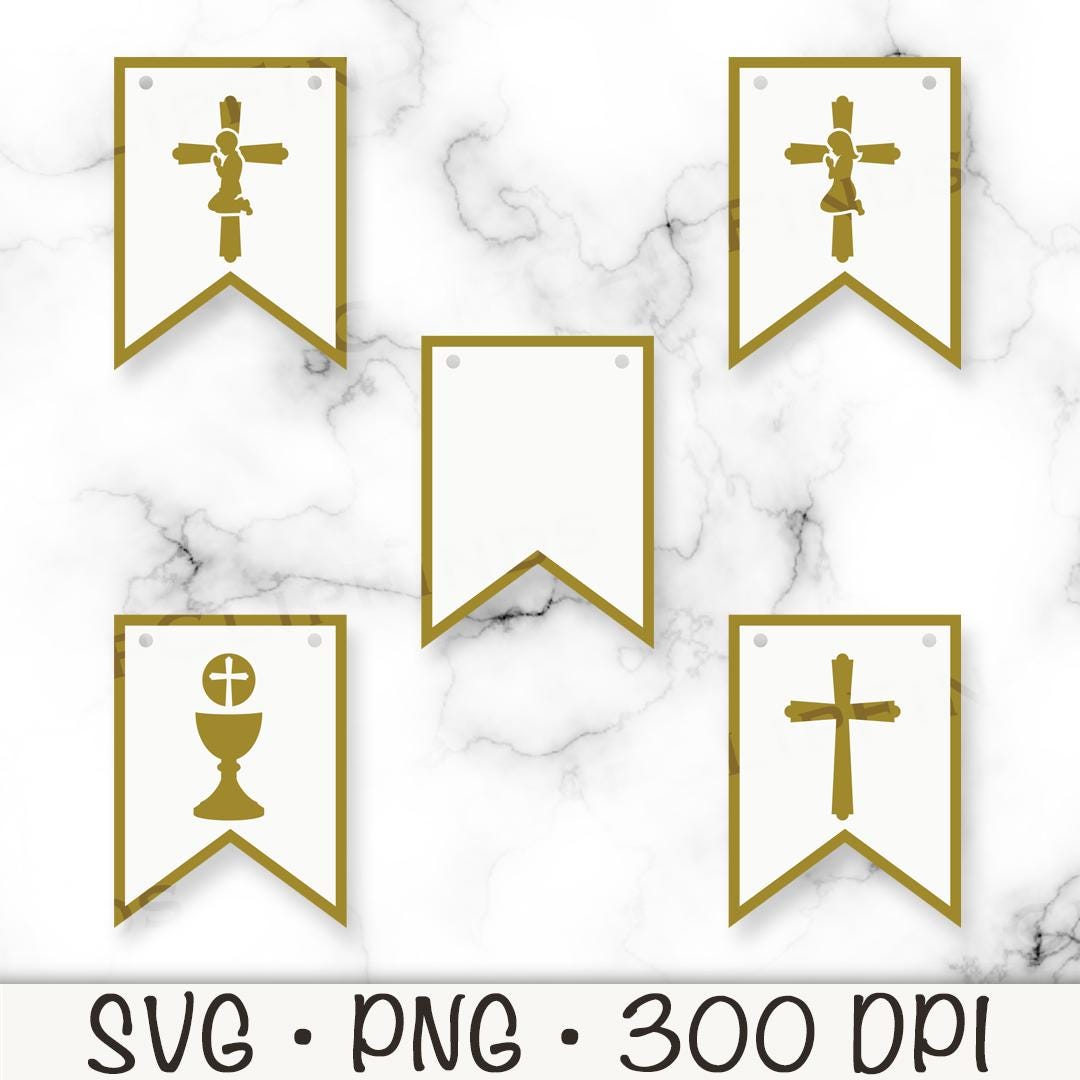 First Communion Bunting SVG, Confirmation Garland, PNG, Boy Praying ...