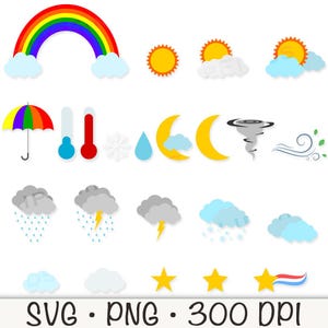 Weather Clipart, Weather PNG, Weather SVG, Forecast, Rain, Wind ...