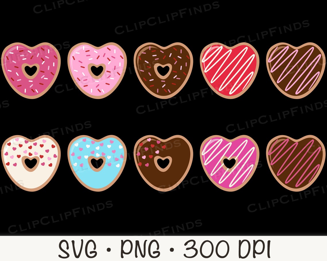Heart Donuts SVG Heart Donuts PNG Clipart Heart Donuts - Etsy