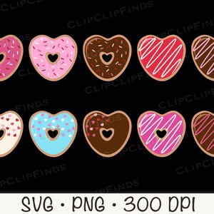 Heart Donuts SVG, Heart Donuts PNG Clipart, Heart Donuts Bundle Pack ...