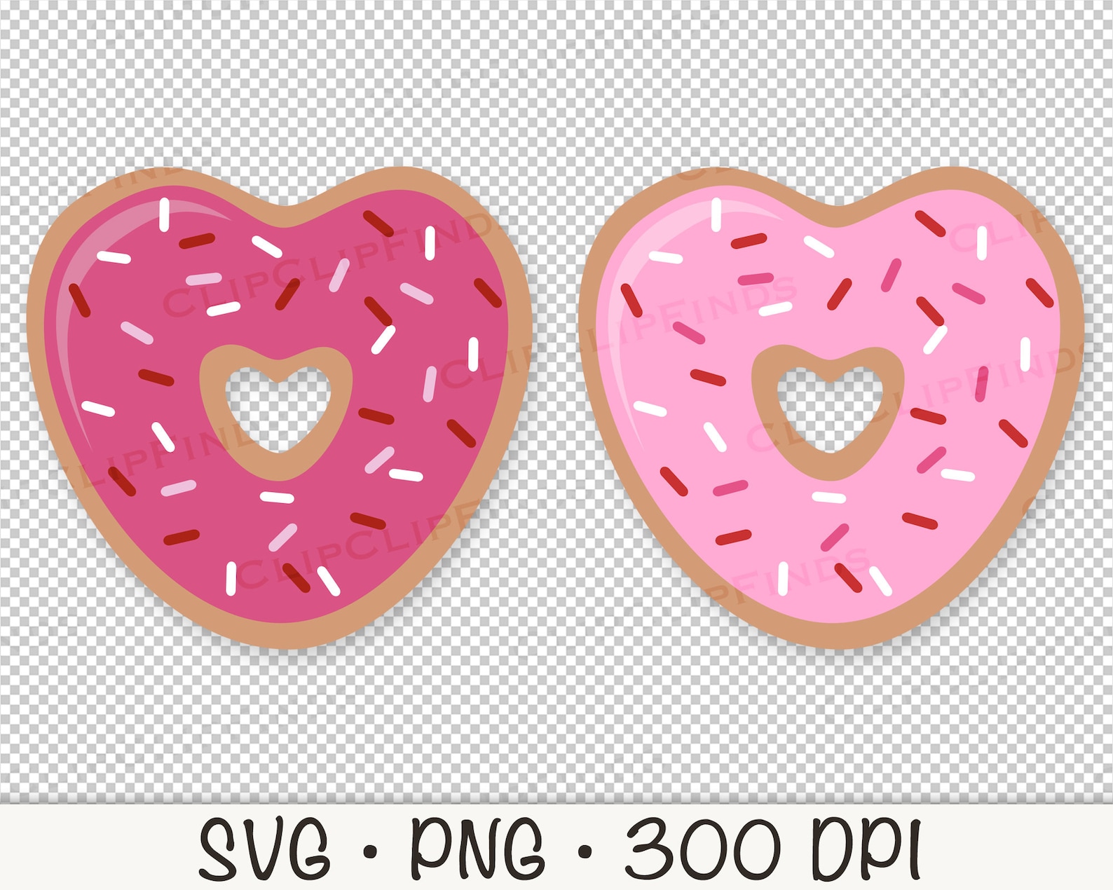 Heart Donuts SVG Heart-shaped Donuts Clipart Pink Donuts - Etsy