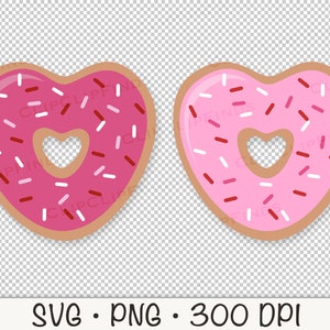 Heart Donuts SVG, Heart-shaped Donuts Clipart, Pink Donuts, PNG ...