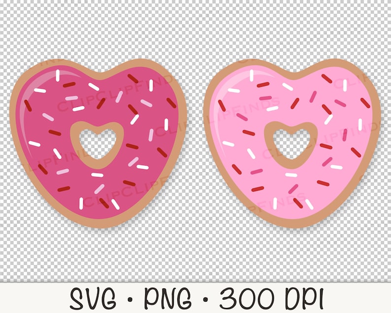 Heart Donuts SVG Heart-shaped Donuts Clipart Pink Donuts - Etsy