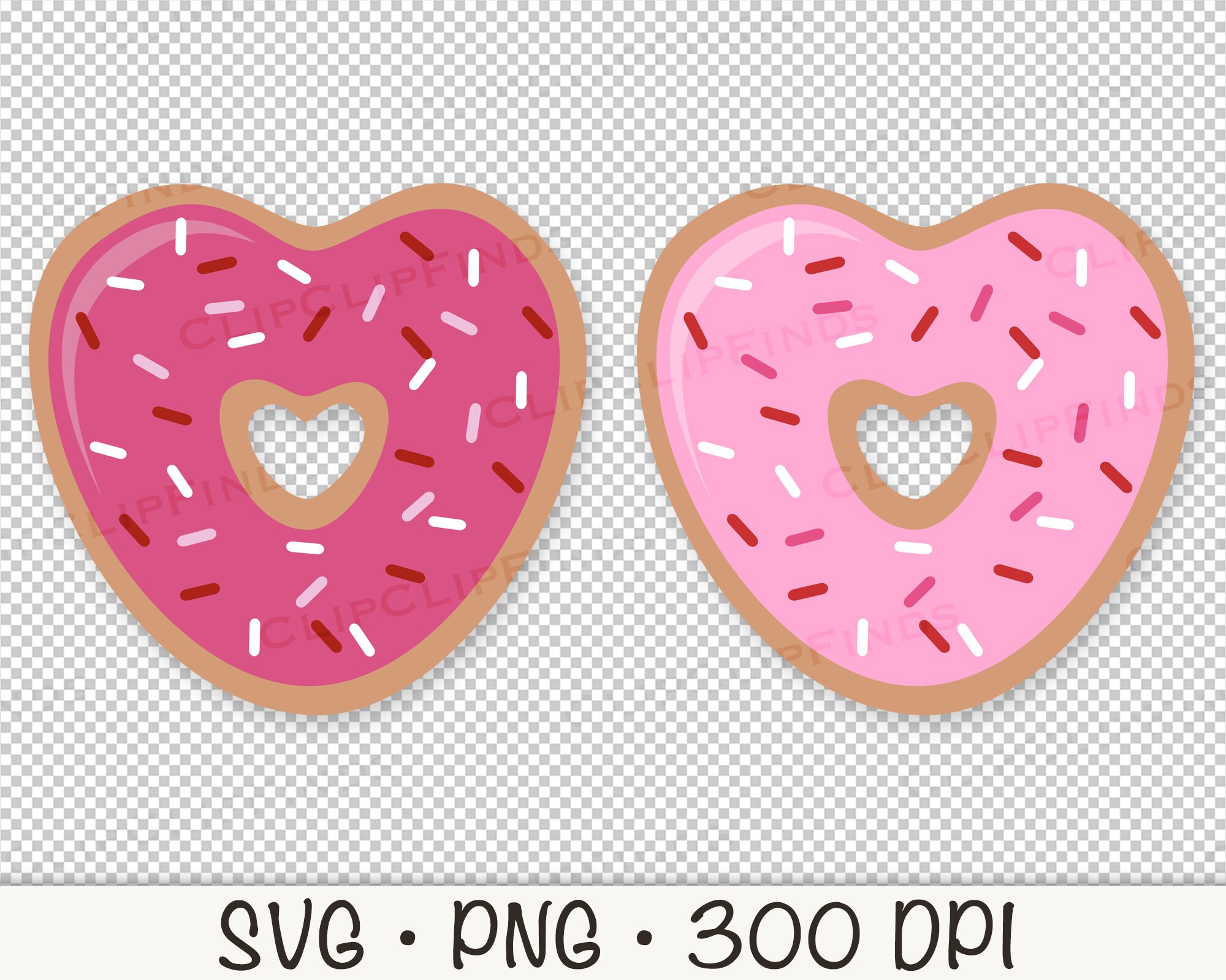 Heart Donuts SVG Heart-shaped Donuts Clipart Pink Donuts - Etsy