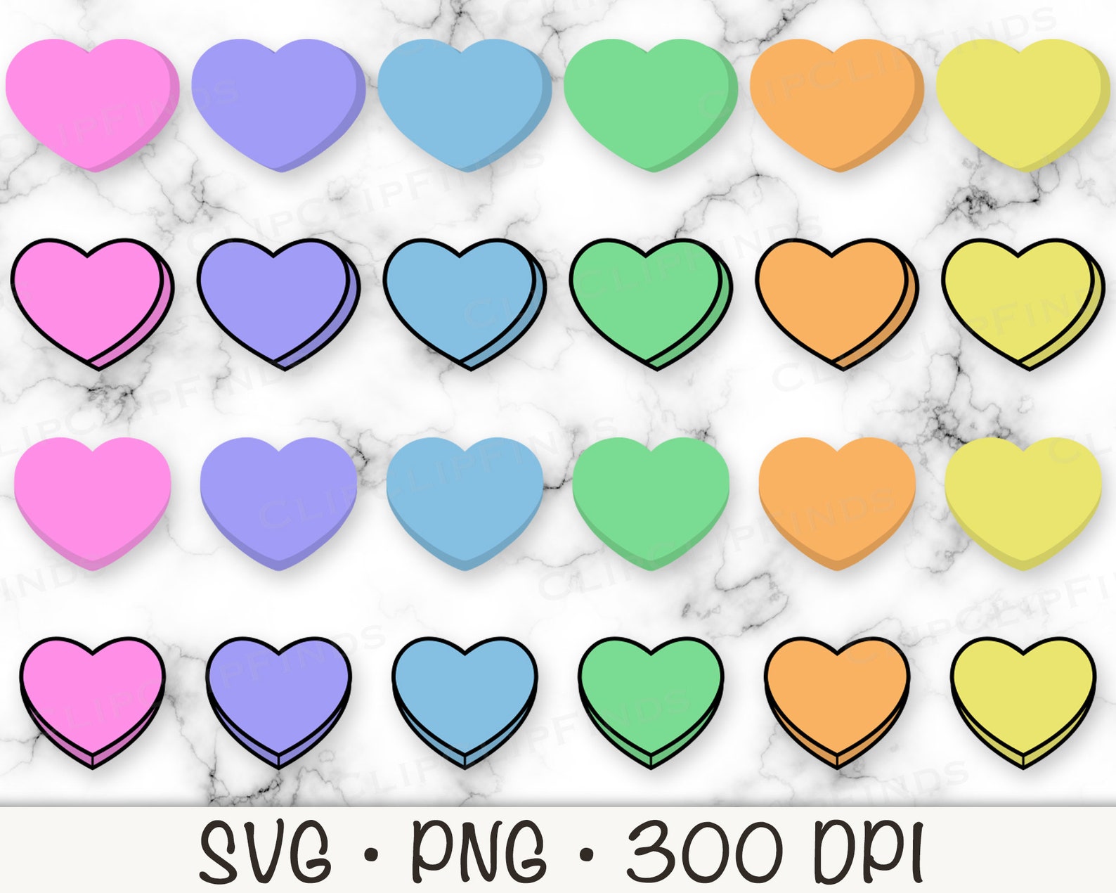 Blank Conversation Hearts SVG Valentine's Day Candy - Etsy