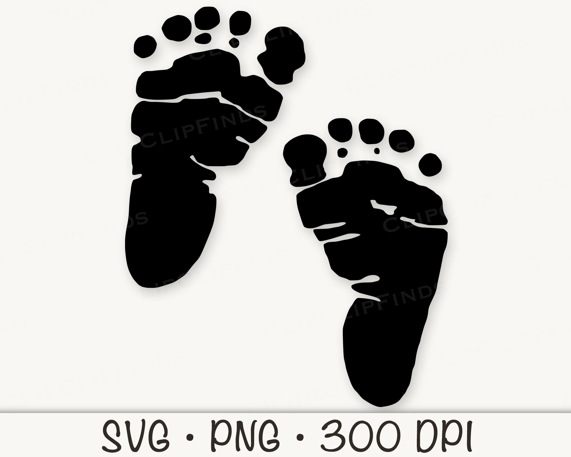 Baby Feet Print: SVG Vector Cut File, PNG Clip Art (digital Download ...