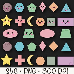 Basic Shapes SVG, Cute Shapes SVG, Kawaii Shapes PNG, Shapes Clipart ...
