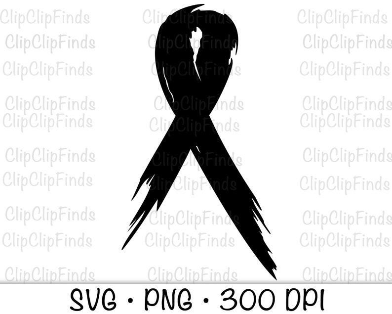 Black Awareness Ribbon Brush Stroke Distressed Ribbon SVG - Etsy