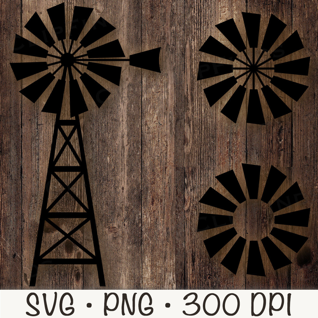 Windmill SVG, Windmill PNG, Farmhouse Windmill, Windmill Silhouette ...