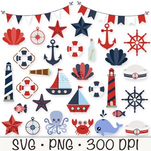 Nautical Clipart Pack, Ocean Clipart SVG, Nautical PNG, Lighthouse ...
