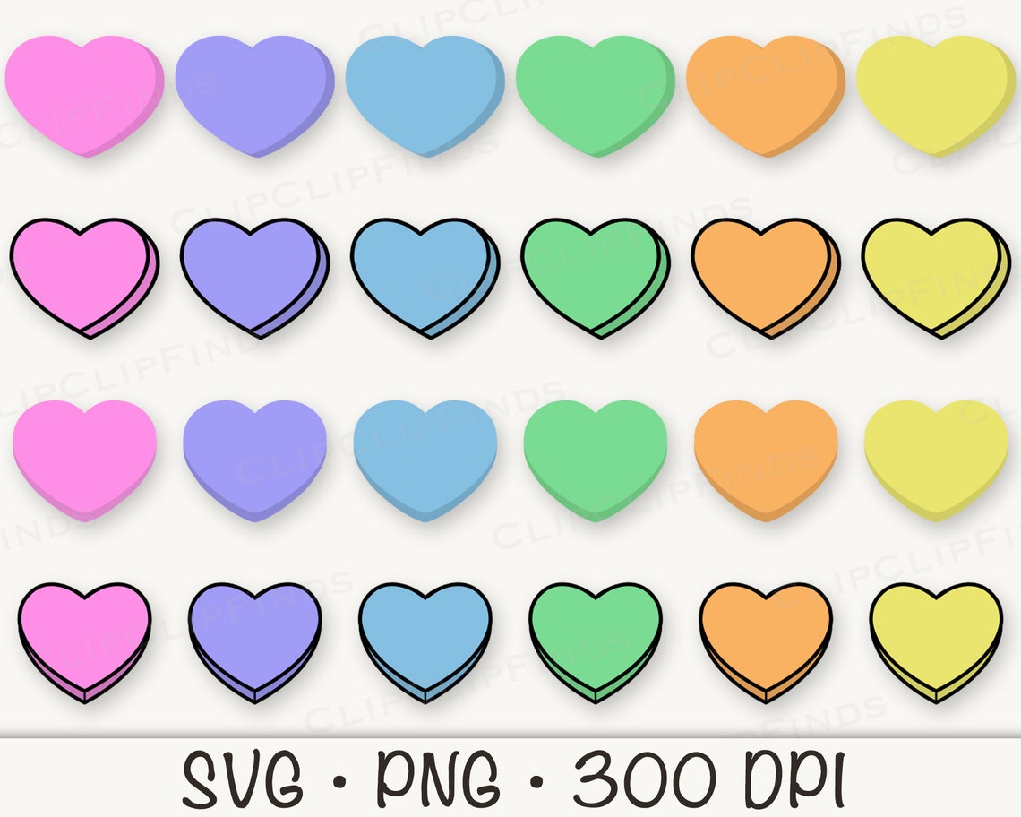 Blank Conversation Hearts SVG Valentine's Day Candy - Etsy