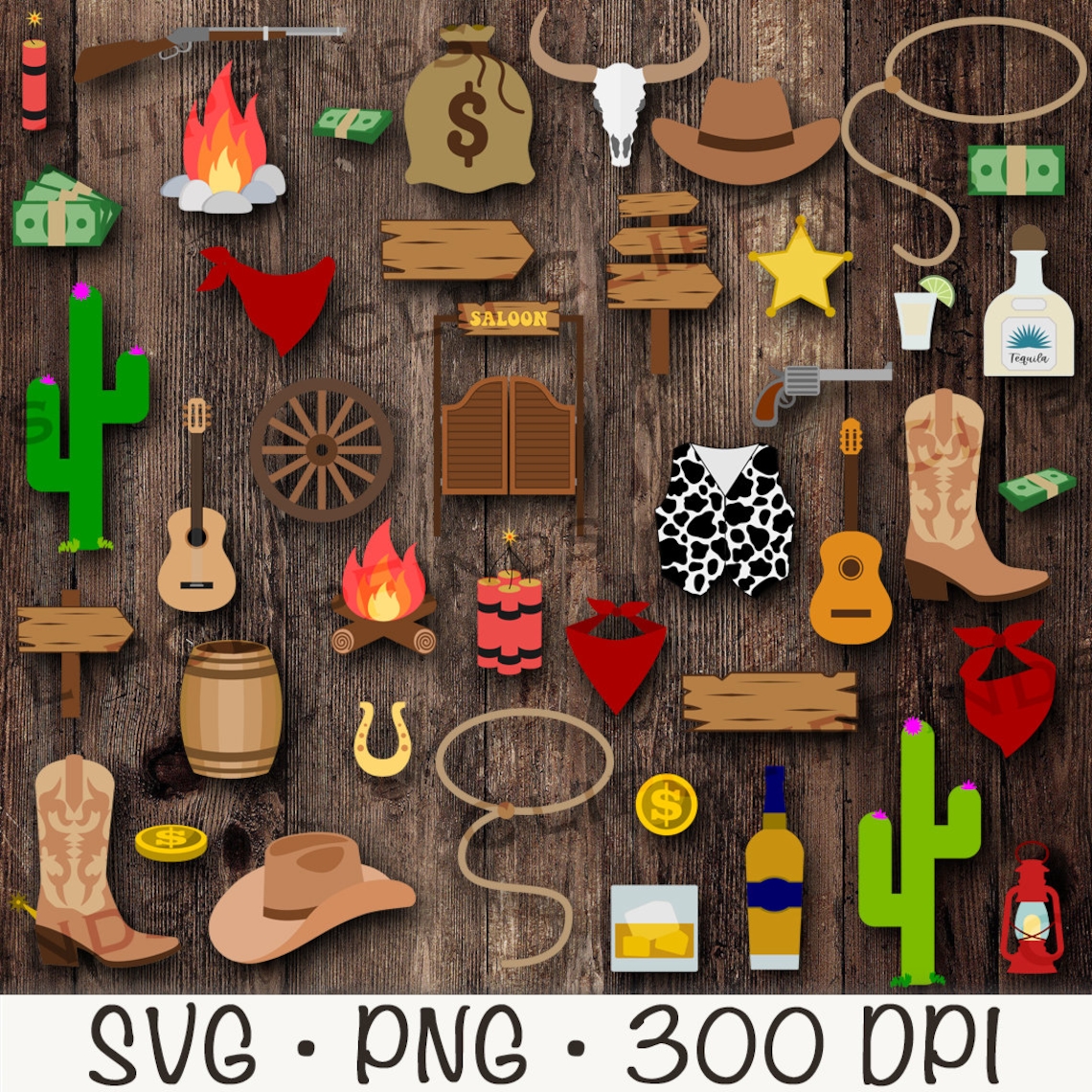 Western Clipart, Cowboy SVG, Rodeo PNG, Wild West Clipart, Cowboy ...