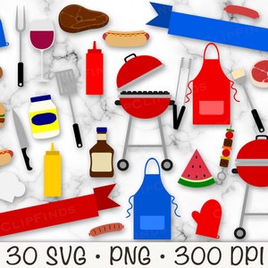 BBQ Clipart, Summer Barbecue, Summer Cookout, Backyard, BBQ SVG Png ...