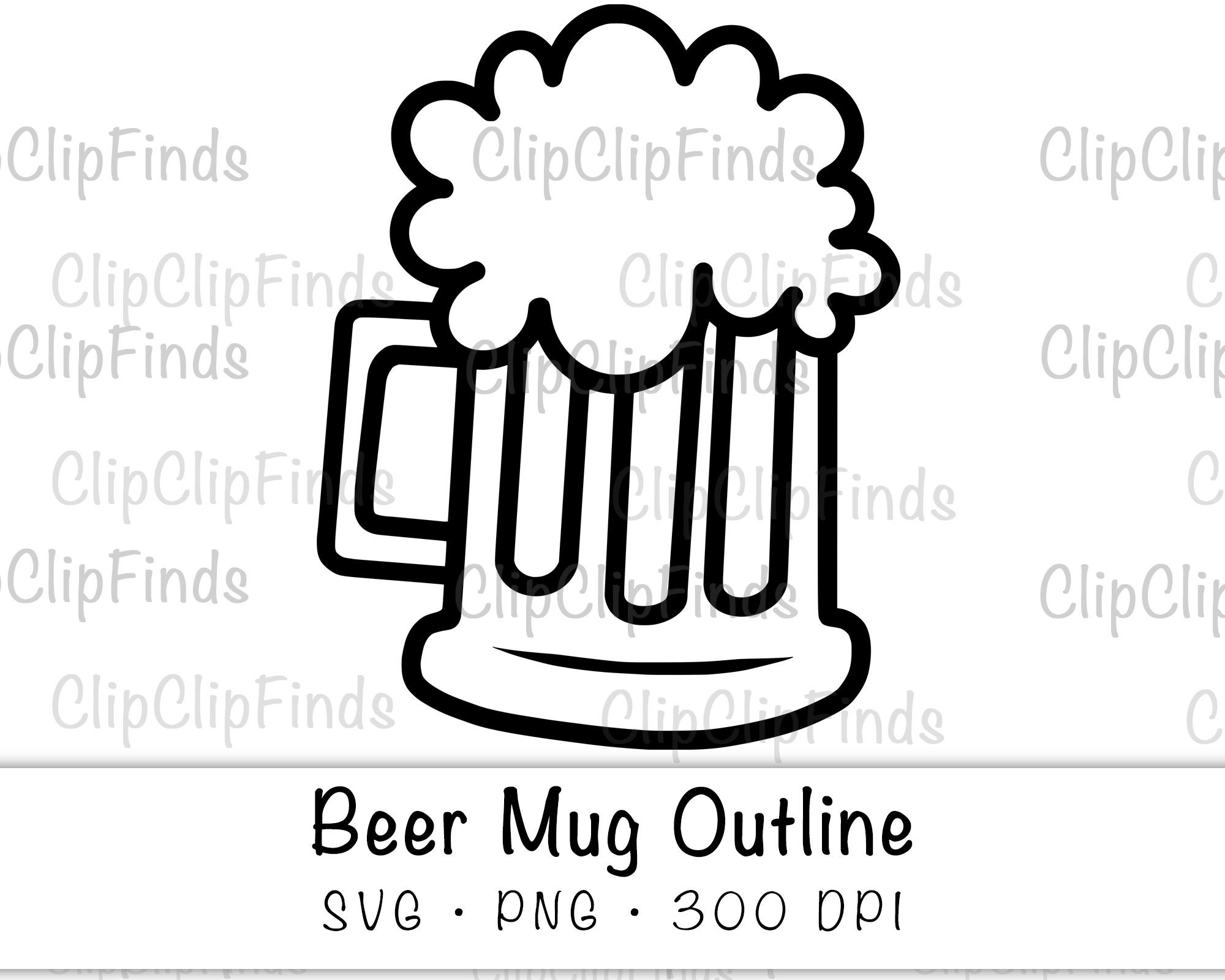 Beer Mug Outline SVG Vector Cut File and PNG Transparent - Etsy