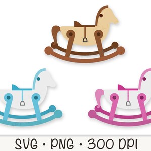 Rocking Horse SVG, Wooden Rocking Toy Horse Clip Art, PNG, Pink, Blue ...