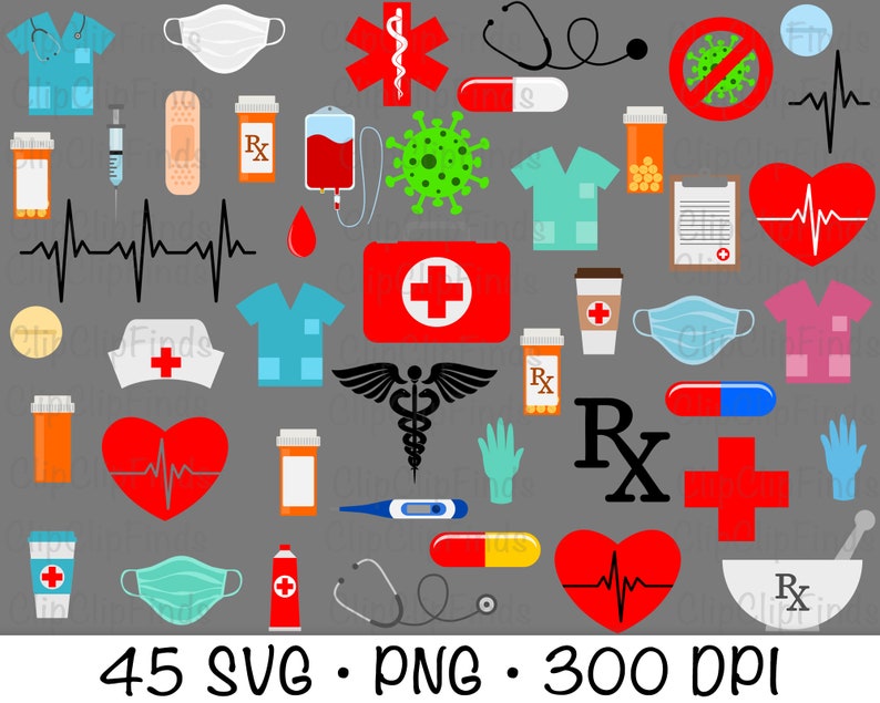 Medical Clip Art Bundle Pack, SVG, PNG, Instant Digital Download, Nurse ...