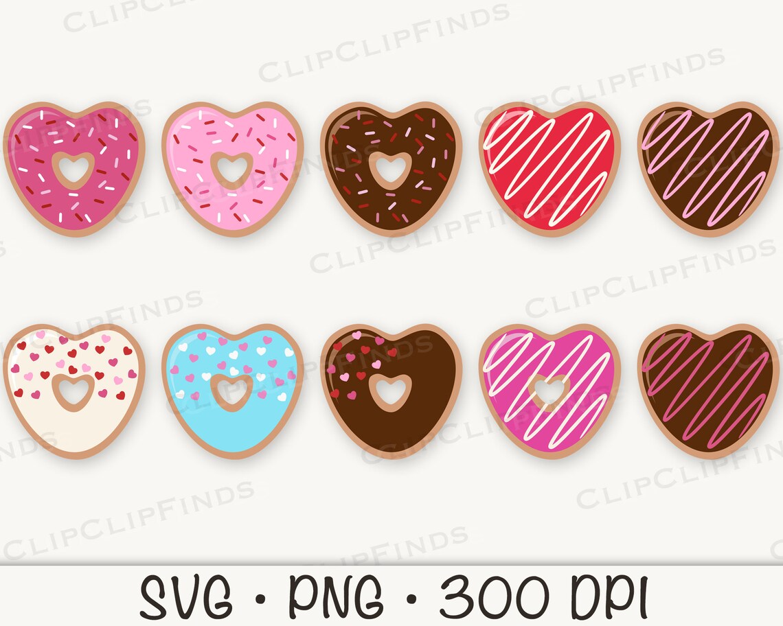 Heart Donuts SVG Heart Donuts PNG Clipart Heart Donuts - Etsy