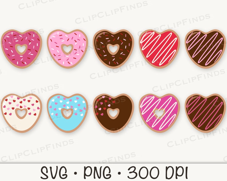Heart Donuts SVG Heart Donuts PNG Clipart Heart Donuts - Etsy