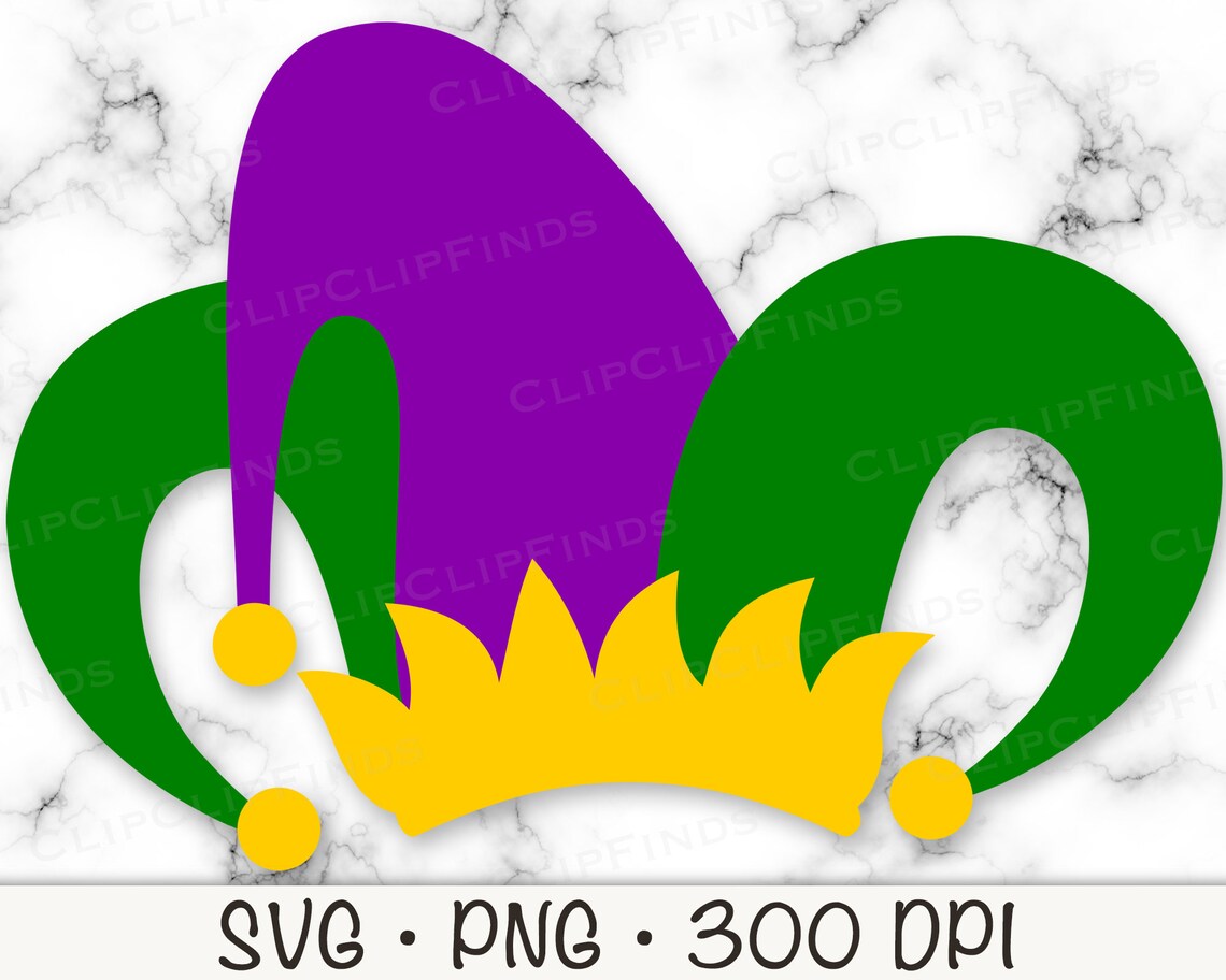 Mardi Gras Jester Hat SVG Vector Cut File and PNG Transparent - Etsy