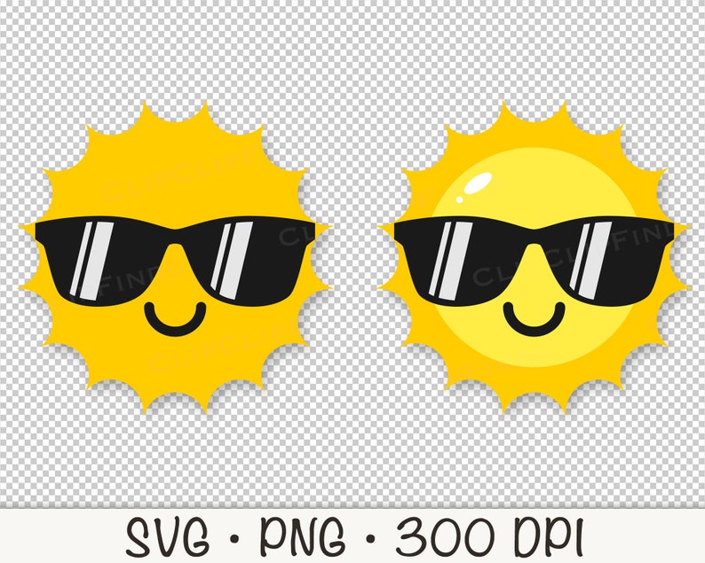 Cute Kid's Sun With Sunglasses SVG, Sun With Face PNG, Sun Clipart ...