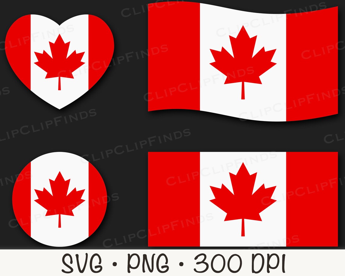 Canadian Flag SVG Canadian Flag Circle Canadian Flag Heart - Etsy