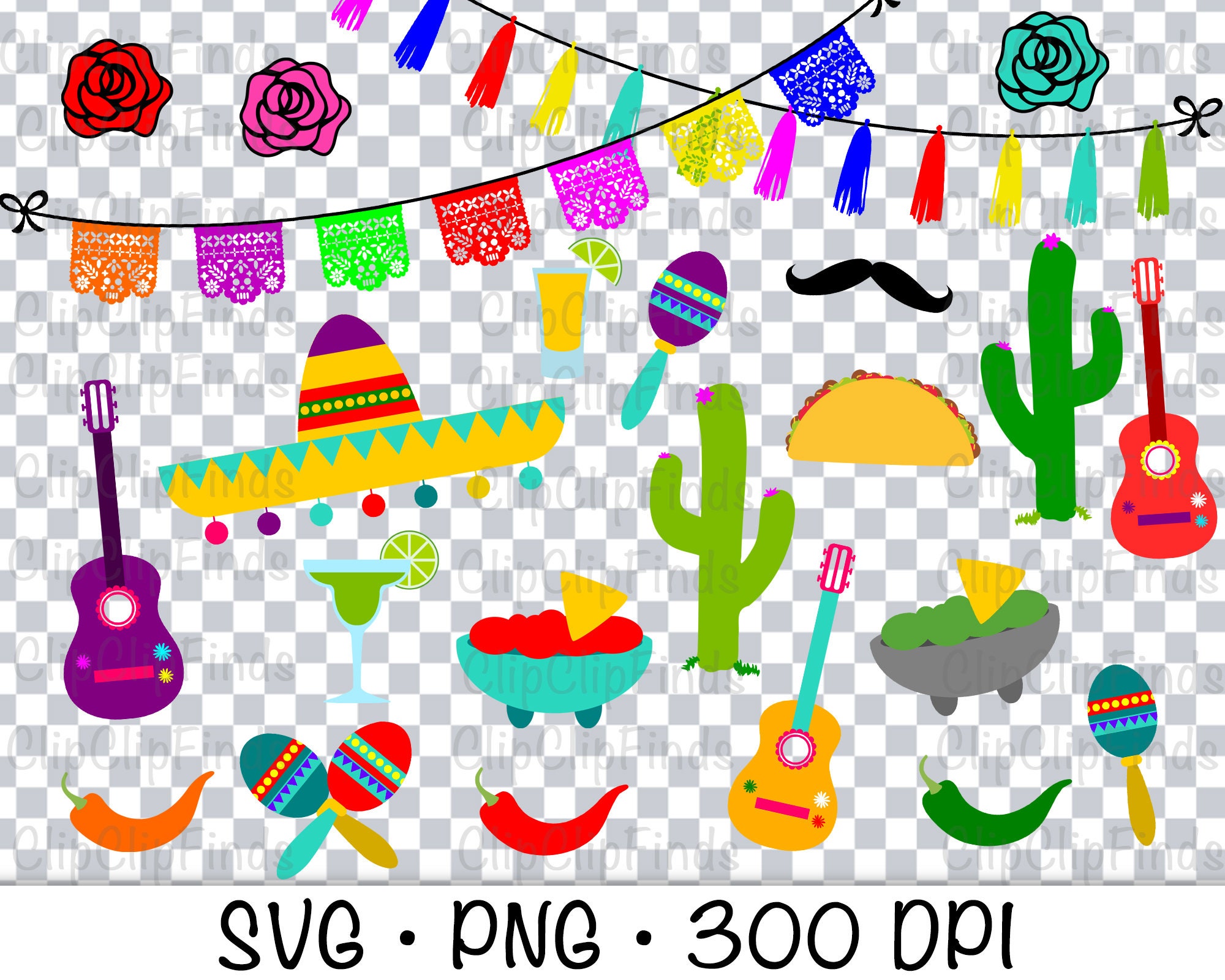 Mexican Clipart Cinco De Mayo Clipart Mexican Fiesta Bundle - Etsy